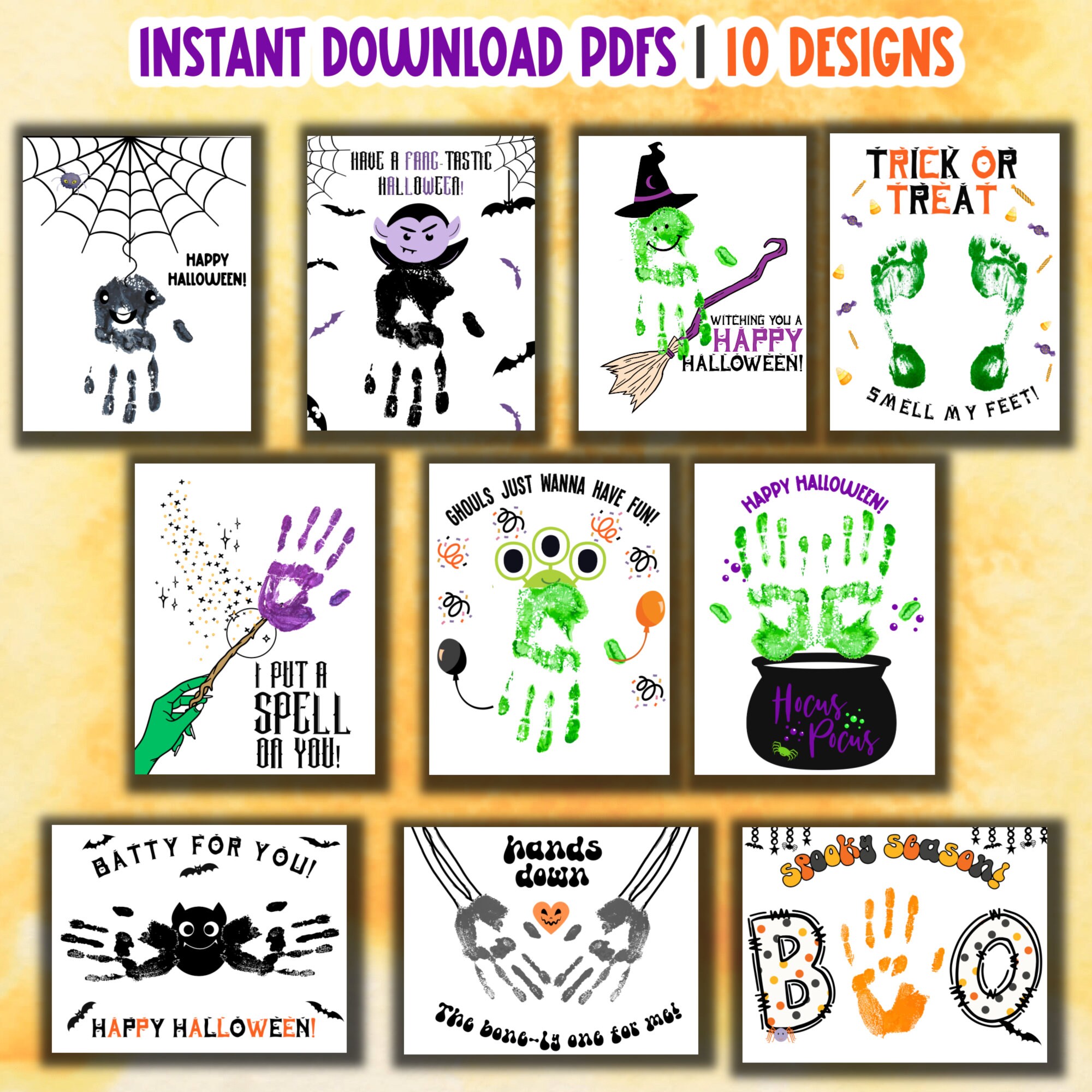 Halloween Handprint Art | Halloween Handprint Craft Bundle | Halloween ...