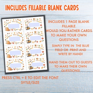 Thanksgiving Would You Rather Game | Thanksgiving Party Games Printable ...