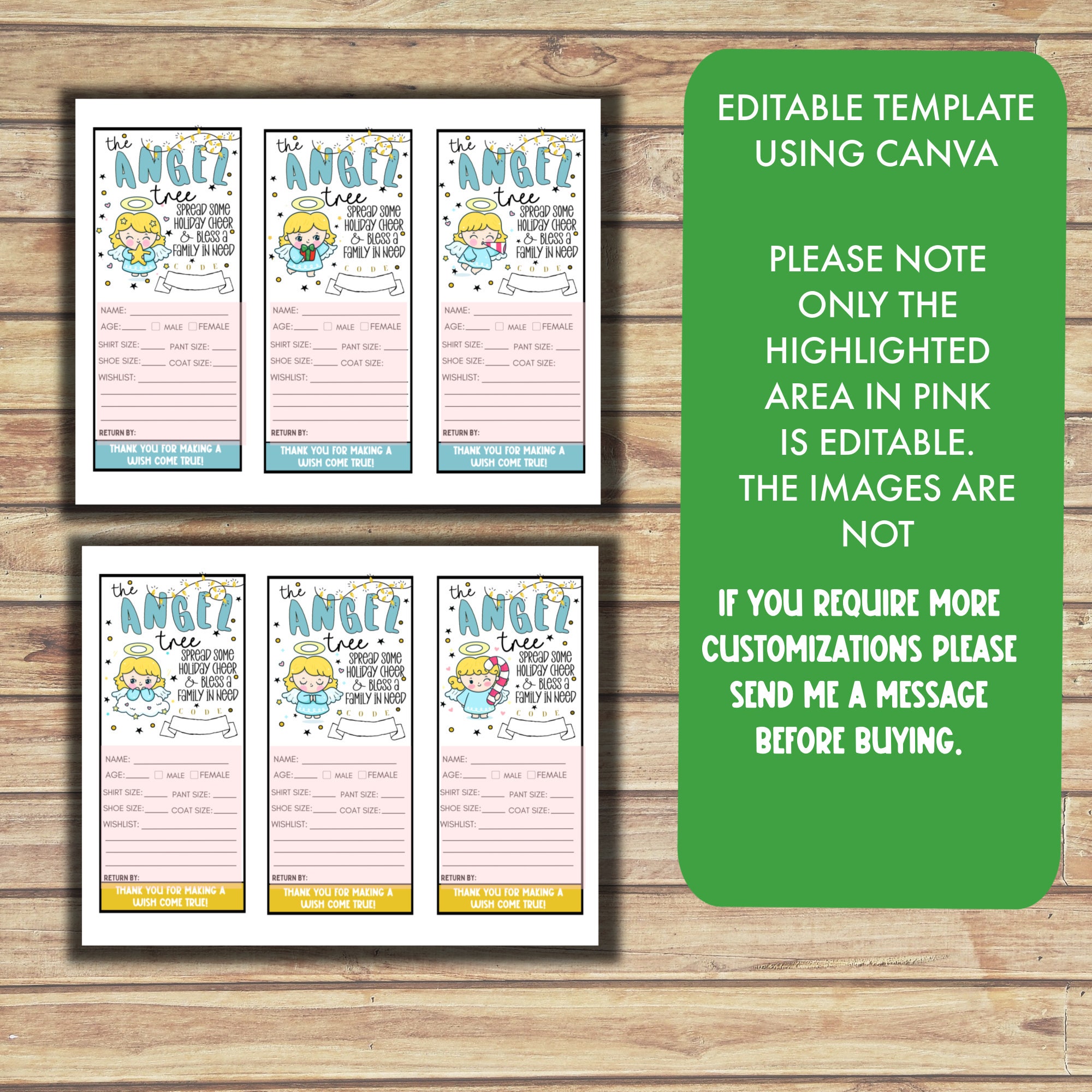 Angel Tree Gift Tags EDITABLE | Giving Tree Gift Tag Template ...