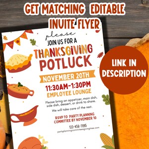 Thanksgiving Potluck Sign up Sheet EDITABLE | Friendsgiving Potluck ...