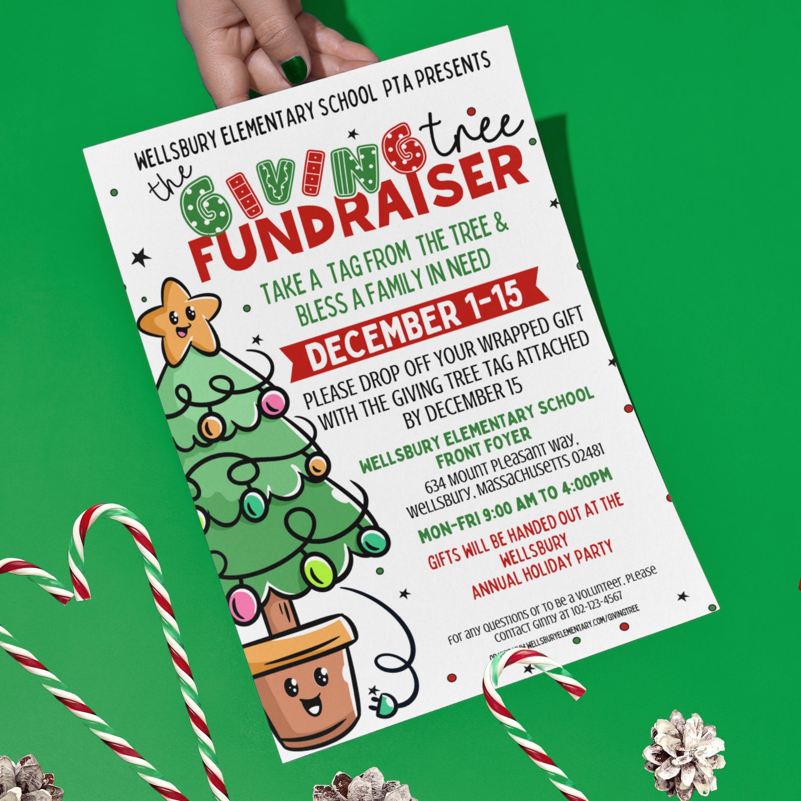 Giving Tree Fundraiser Flyer EDITABLE TEMPLATE | Christmas Giving Tree ...