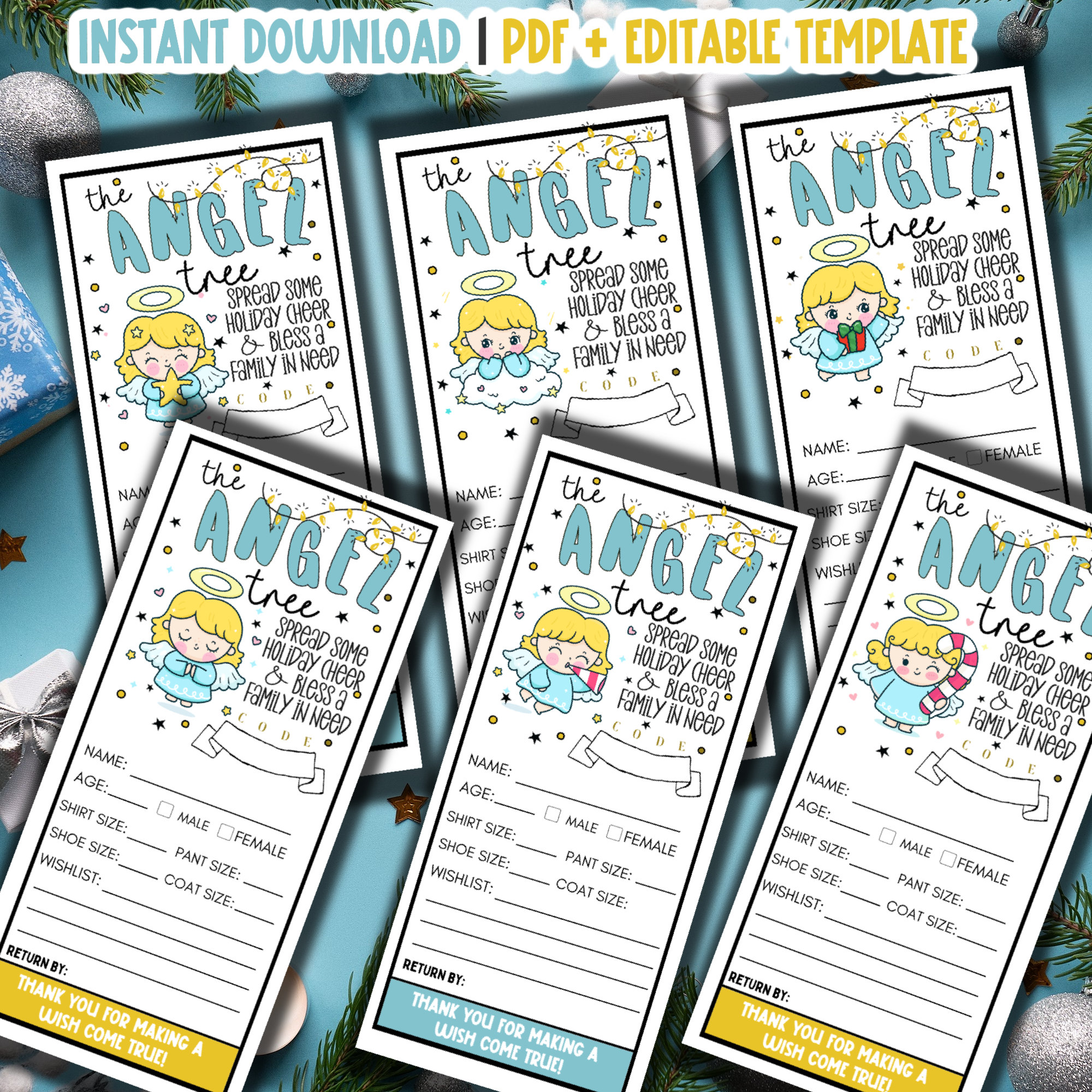 Angel Tree Gift Tags EDITABLE | Giving Tree Gift Tag Template ...