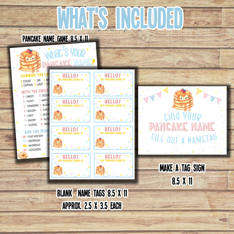 What's Your Pancake Name Game & Name Tags | Pancake Party Game ...