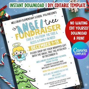 Angel Tree Fundraiser Flyer EDITABLE TEMPLATE | Giving Tree Flyer ...