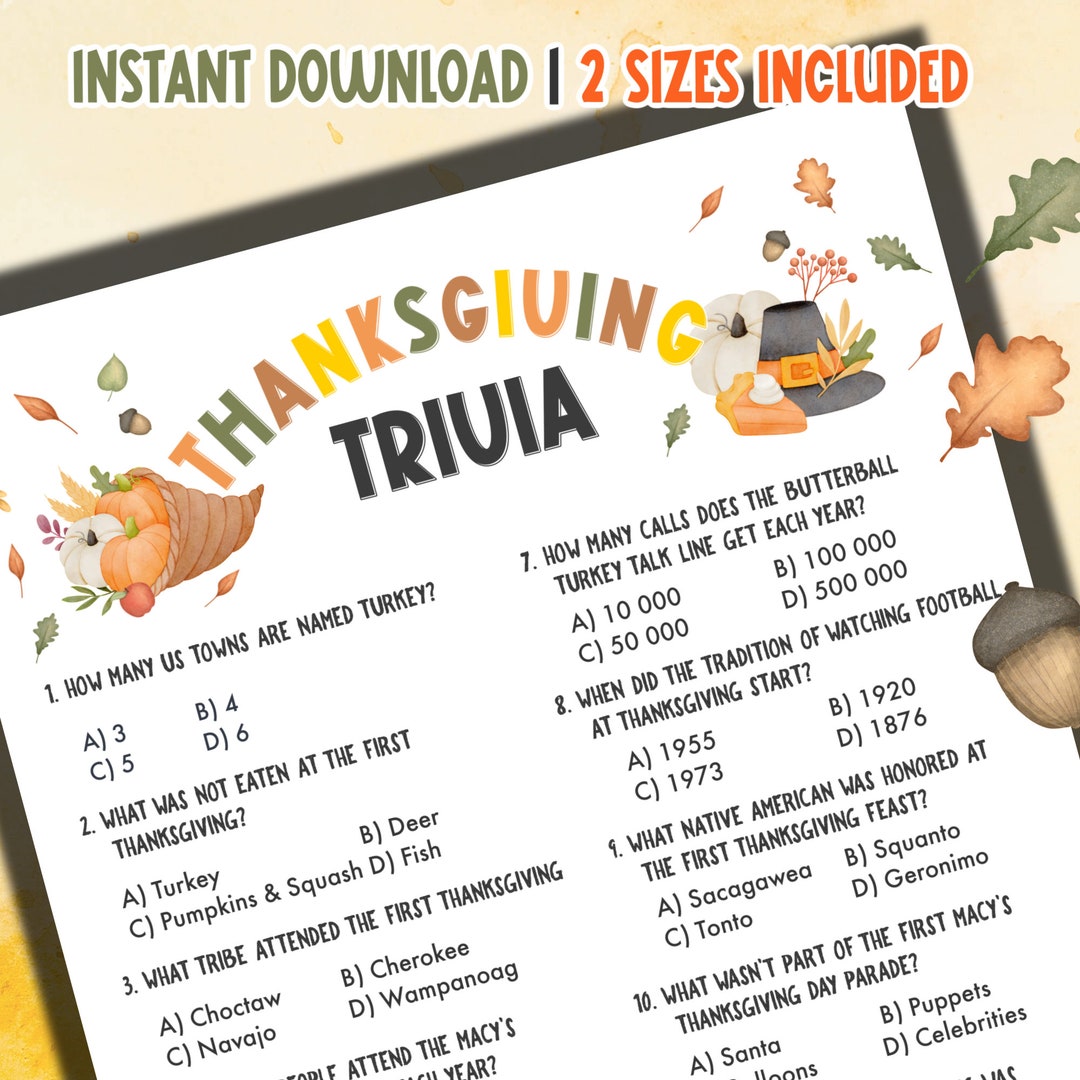Thanksgiving Trivia Game | Friendsgiving Games | Thanksgiving Games ...