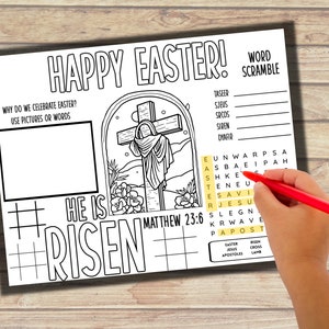Christian Easter Coloring Activity Placemat Printable PDF, Christian ...