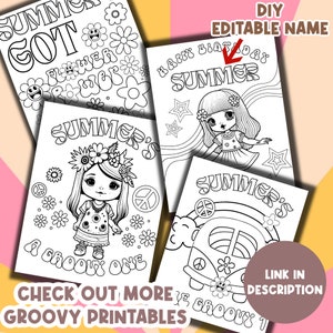 Groovy One Coloring Placemat First Birthday Editable | Retro 1st ...