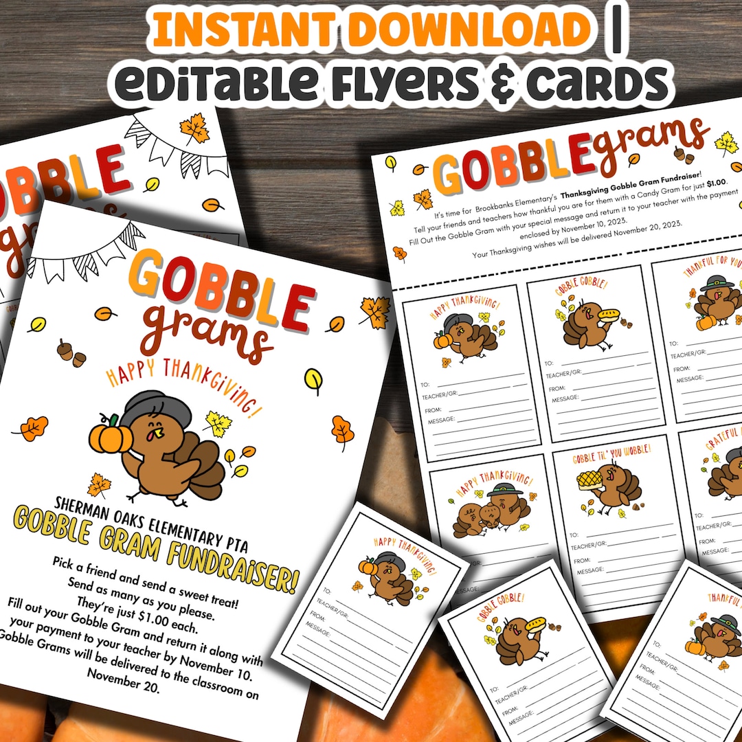 Thanksgiving Gobble Gram Flyer EDITABLE | Thanksgiving Candy Gram PTO ...