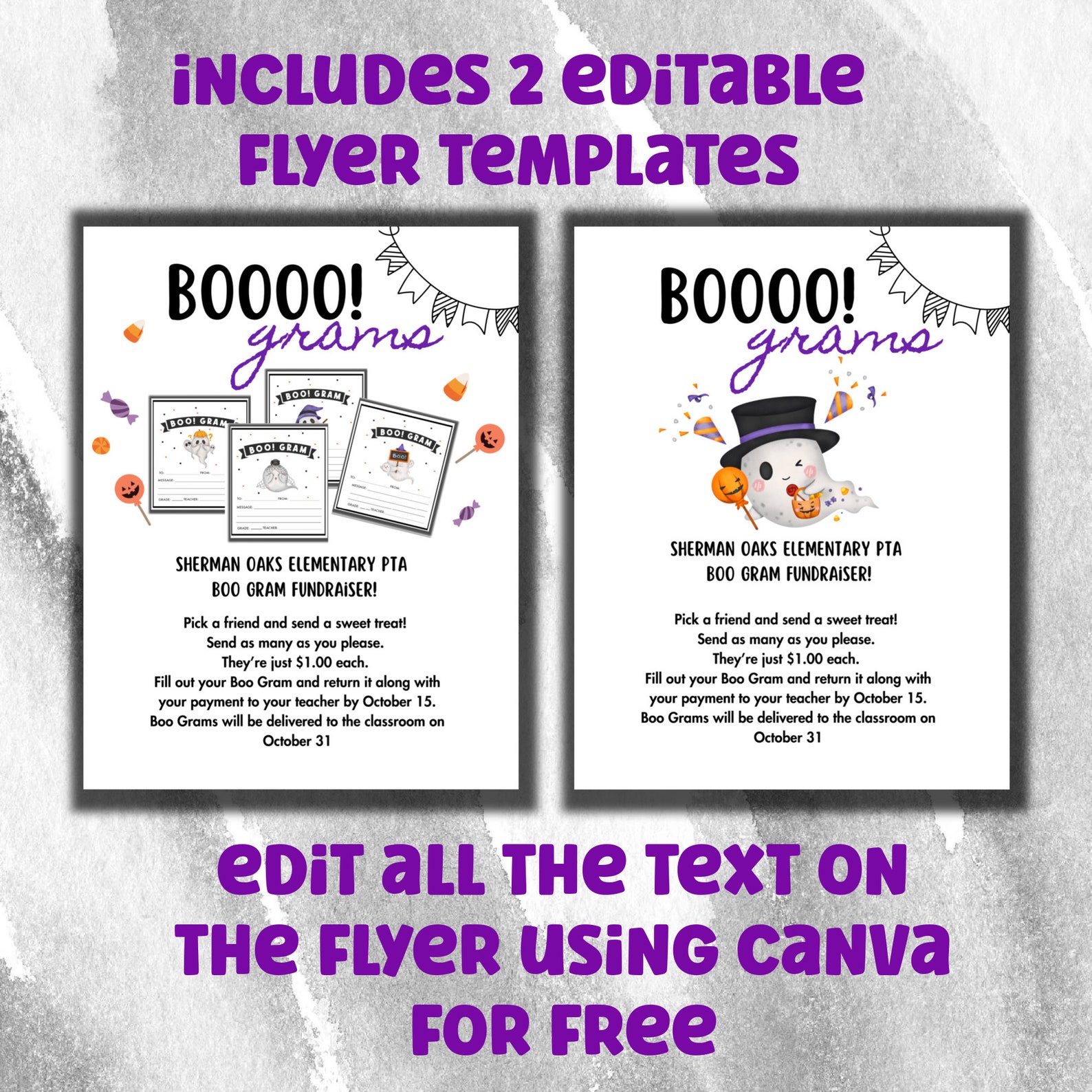 EDITABLE Boo Gram Fundraiser Flyer Template | Halloween Candy Gram PTO ...