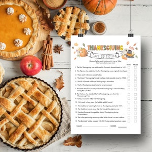 Thanksgiving Fact or Fiction | Thanksgiving Trivia Game | - Etsy