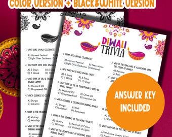Diwali Trivia Game, Printable Quiz With Answers for a Diwali Party ...