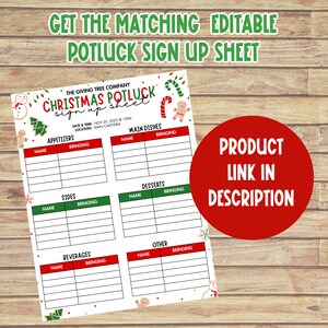Christmas Potluck Flyer EDITABLE | Christmas Potluck Invitation ...