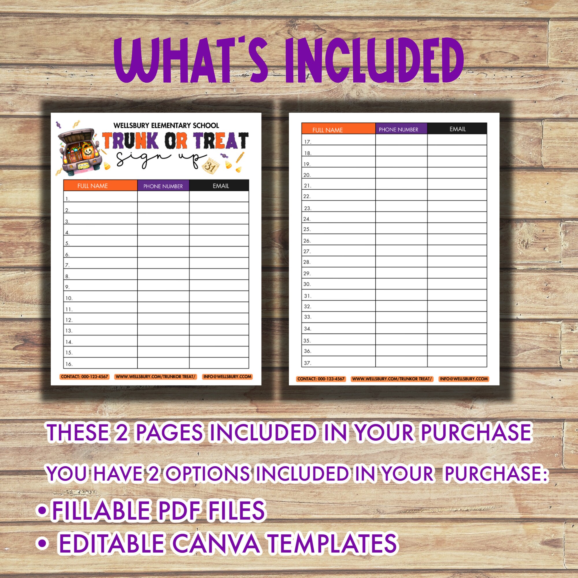 Trunk or Treat Sign up Sheet EDITABLE TEMPLATE | Halloween Trunk or ...