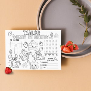 Berry 1st Birthday Activity Placemat Printable | Berry Sweet One ...
