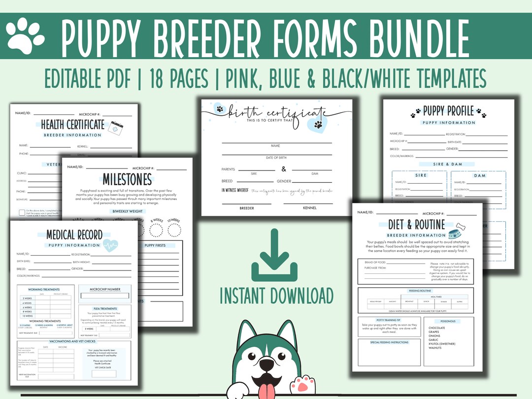 Breeder Puppy Pack Fillable Forms Dog Breeder Bundle - Etsy