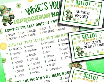 Leprechaun Name Game, Printable St. Patrick's Day Game for Kids, What's ...