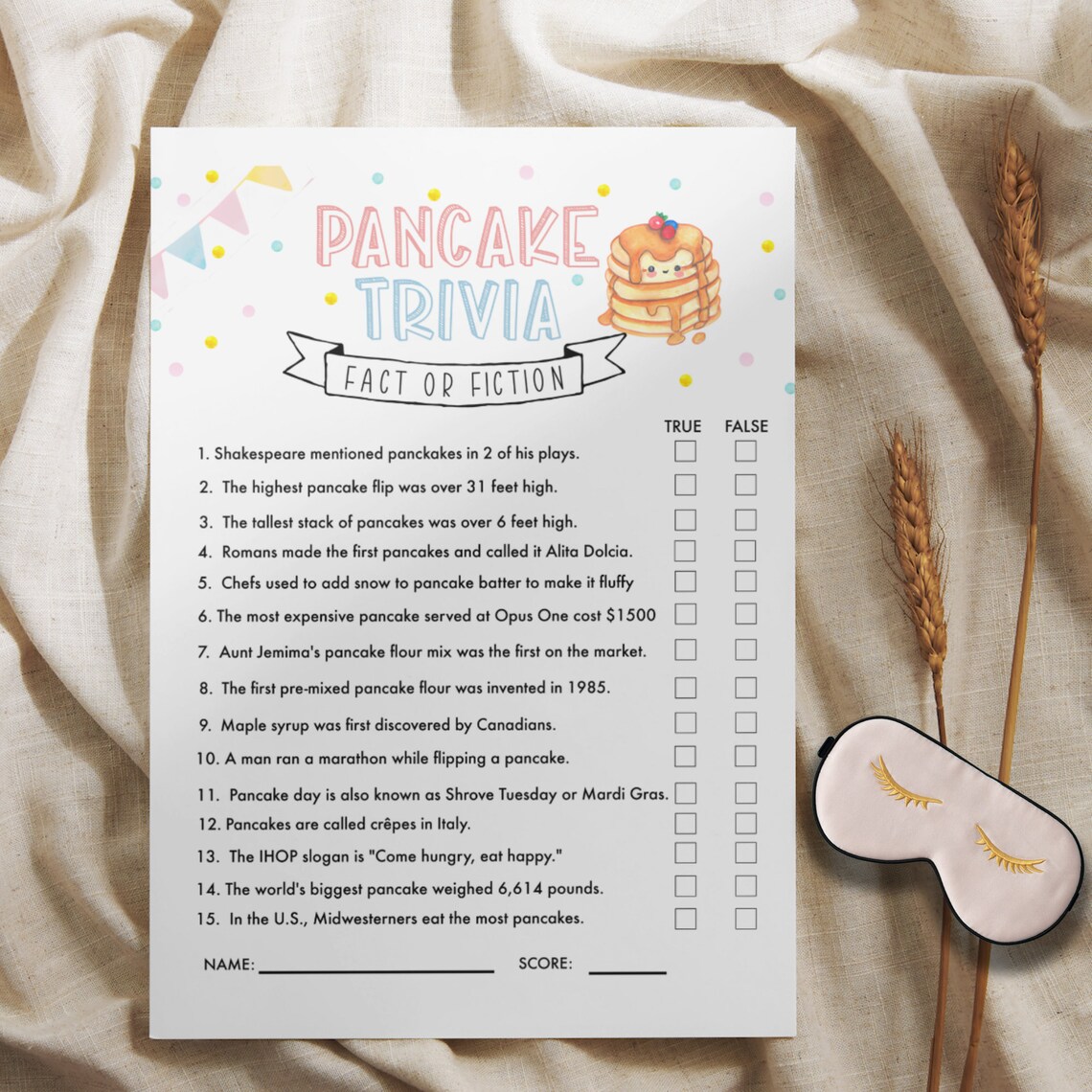 Pancake Party Games | Pancake Trivia Game Printable | Pancakes and ...
