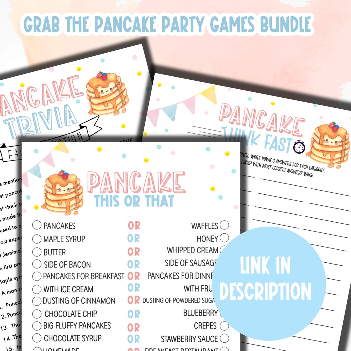 Pancake Party Games | Pancake Trivia Game Printable | Pancakes and ...