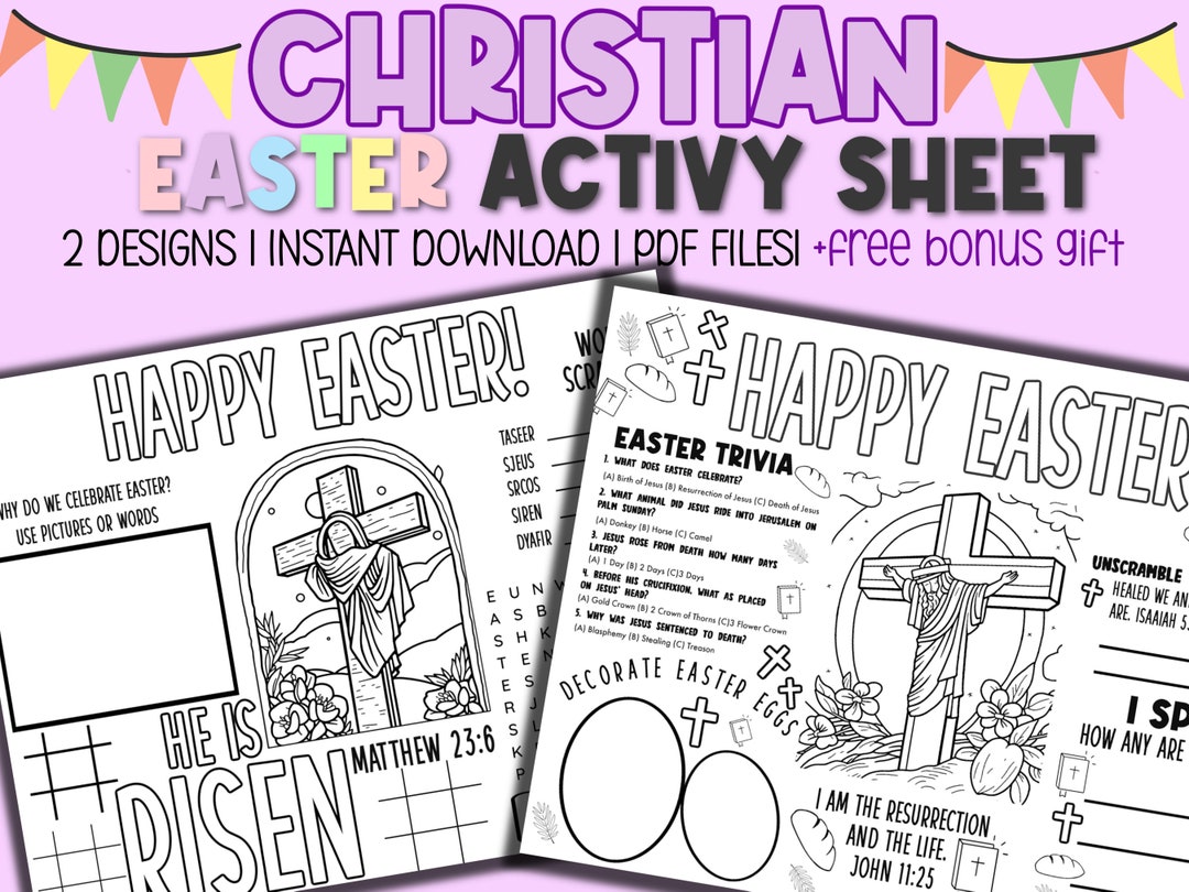 Christian Easter Coloring Activity Placemat Printable PDF, Christian ...