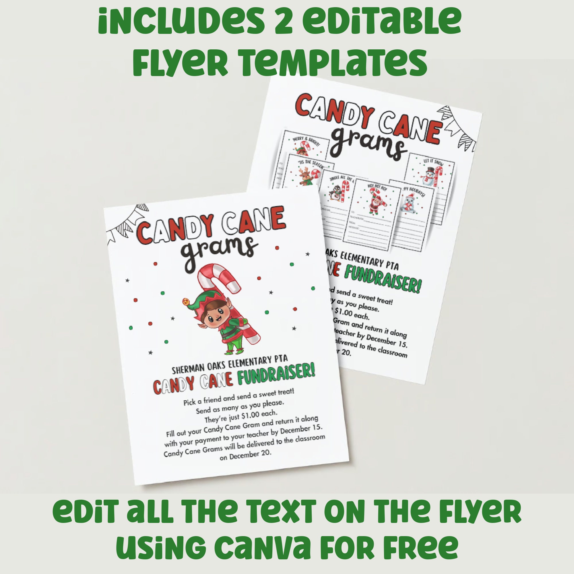 Candy Cane Gram Fundraiser Flyer EDITABLE | Christmas Gram Flyer ...