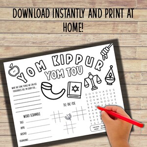 Yom Kippur Coloring Placemat | Yom Kippur Activity Sheet for Kids ...