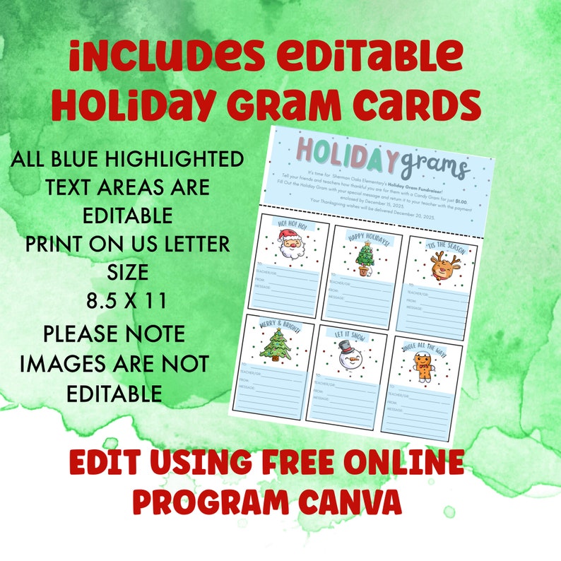 Holiday Gram Fundraiser EDITABLE | Christmas Gram Flyer | Candy Cane ...