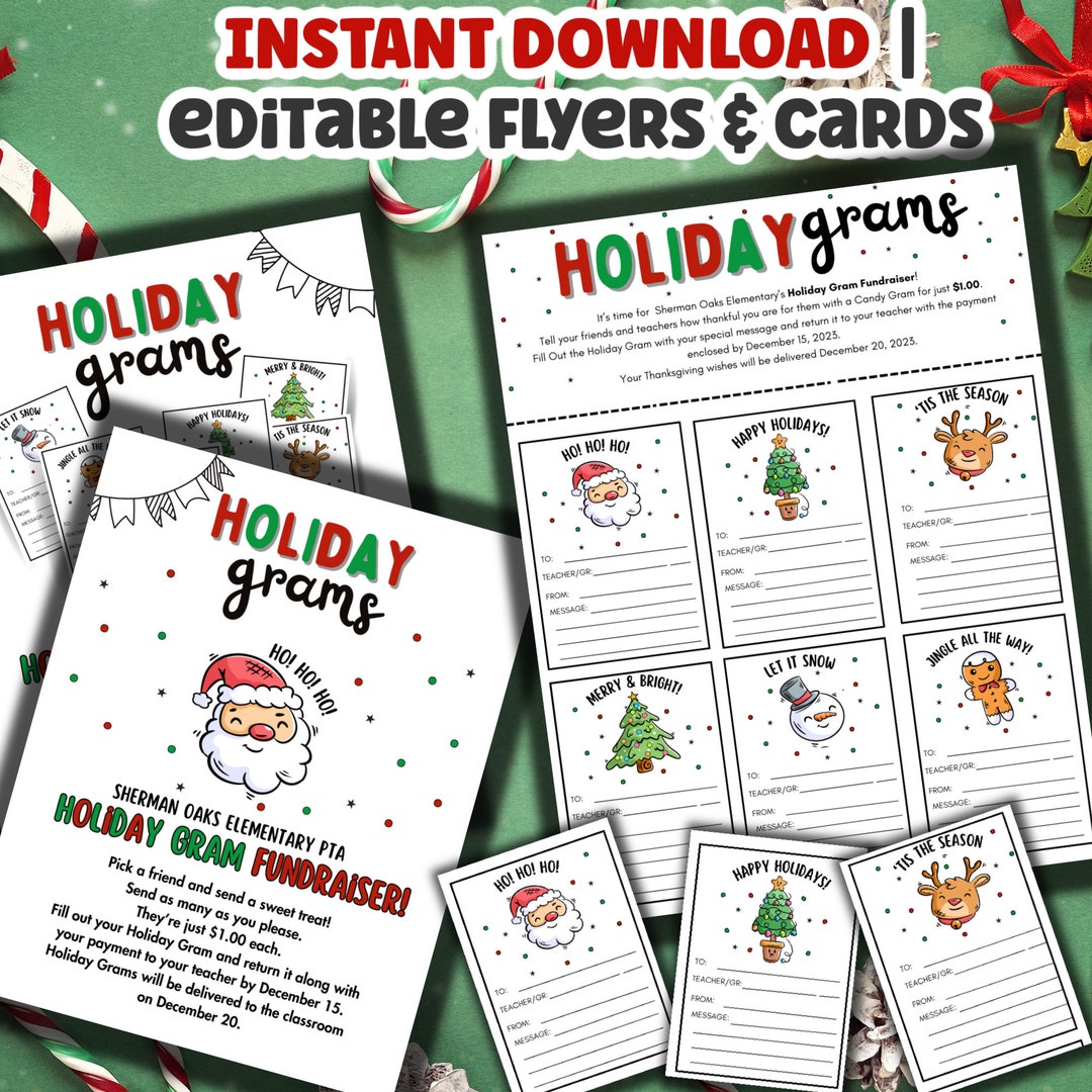 Holiday Gram Fundraiser EDITABLE | Christmas Gram Flyer | Candy Cane ...