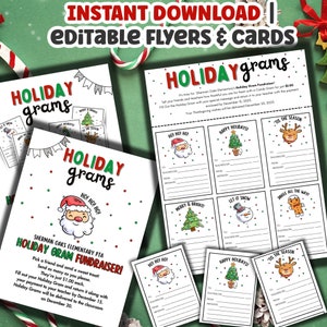 Holiday Gram Fundraiser EDITABLE | Christmas Gram Flyer | Candy Cane ...