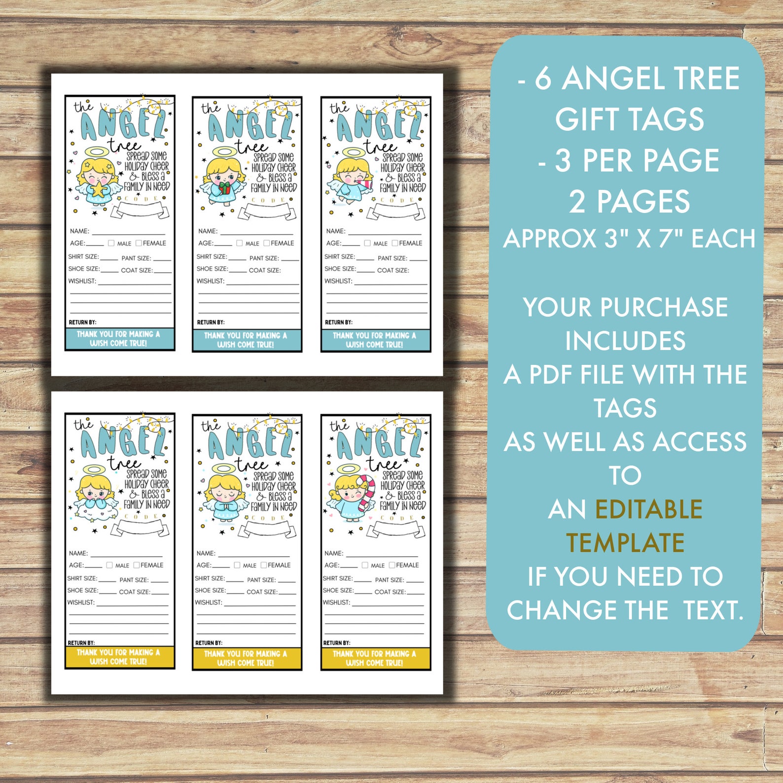 Angel Tree Gift Tags EDITABLE | Giving Tree Gift Tag Template ...