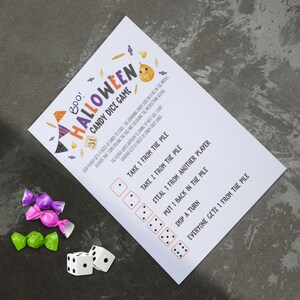 Halloween Candy Dice Game Printable | Halloween Pass the Candy Game ...