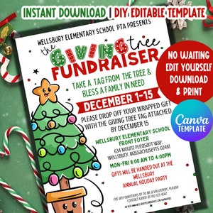 Giving Tree Fundraiser Flyer EDITABLE TEMPLATE | Christmas Giving Tree ...