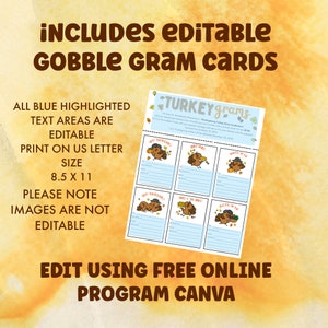 Turkey Gram Fundraiser Flyer Template EDITABLE | Thanksgiving Candy ...