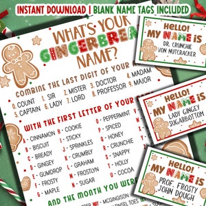 What's Your Gingerbread Name Game With Nametags & Sign | Gingerbread ...