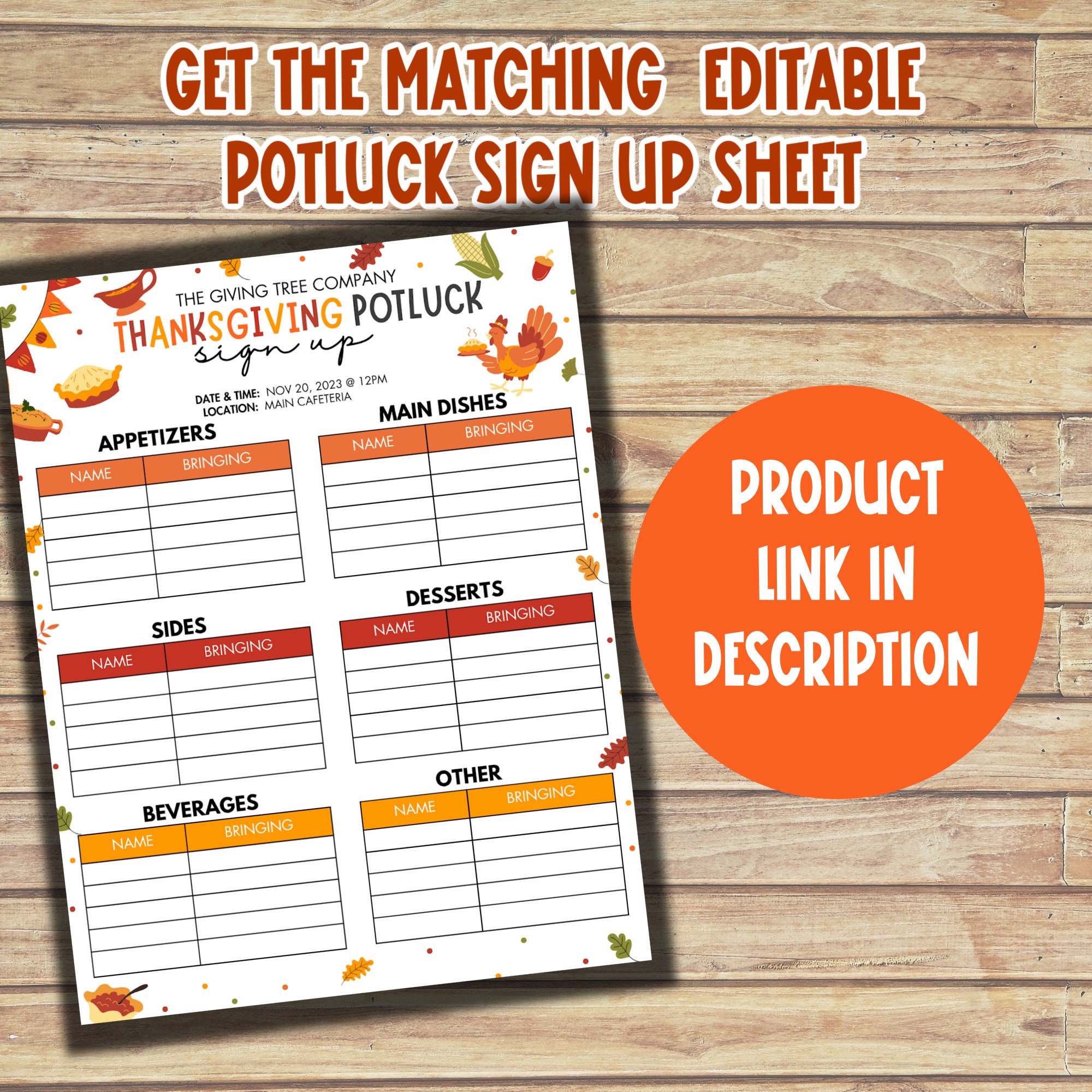 Thanksgiving Potluck Flyer EDITABLE | Thanksgiving Potluck Invitation ...