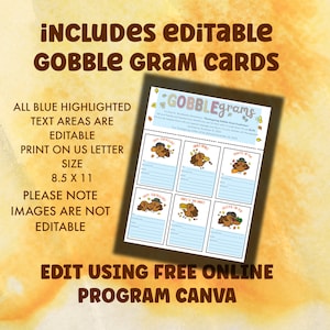 Thanksgiving Gobble Gram Flyer EDITABLE | Thanksgiving Candy Gram PTO ...