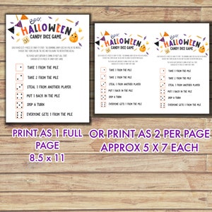 Halloween Candy Dice Game Printable Halloween Pass the Candy Game ...