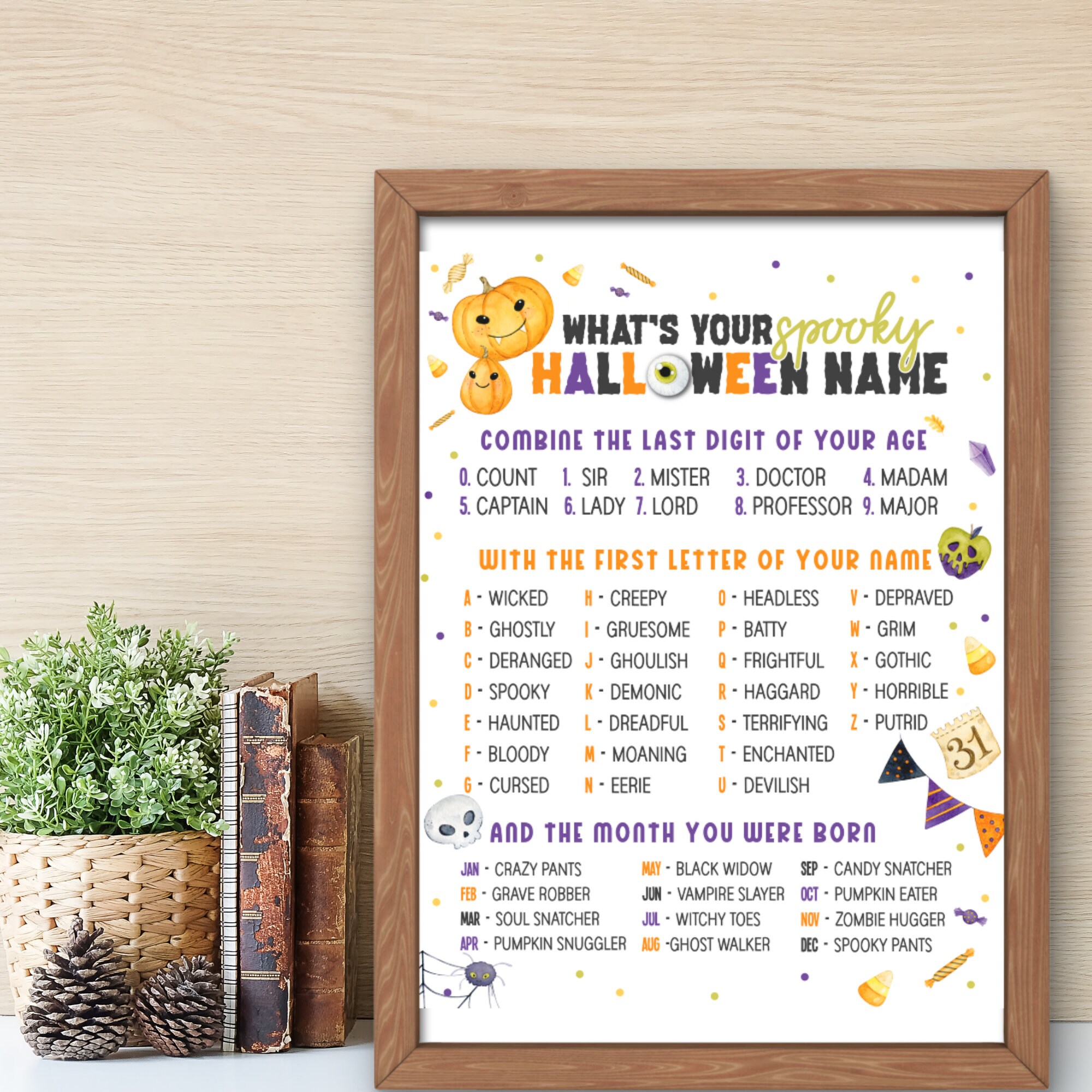 What's Your Halloween Name Game | Spooky Halloween Name Printable Sign ...