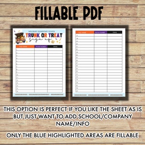 Trunk or Treat Sign up Sheet EDITABLE TEMPLATE | Halloween Trunk or ...