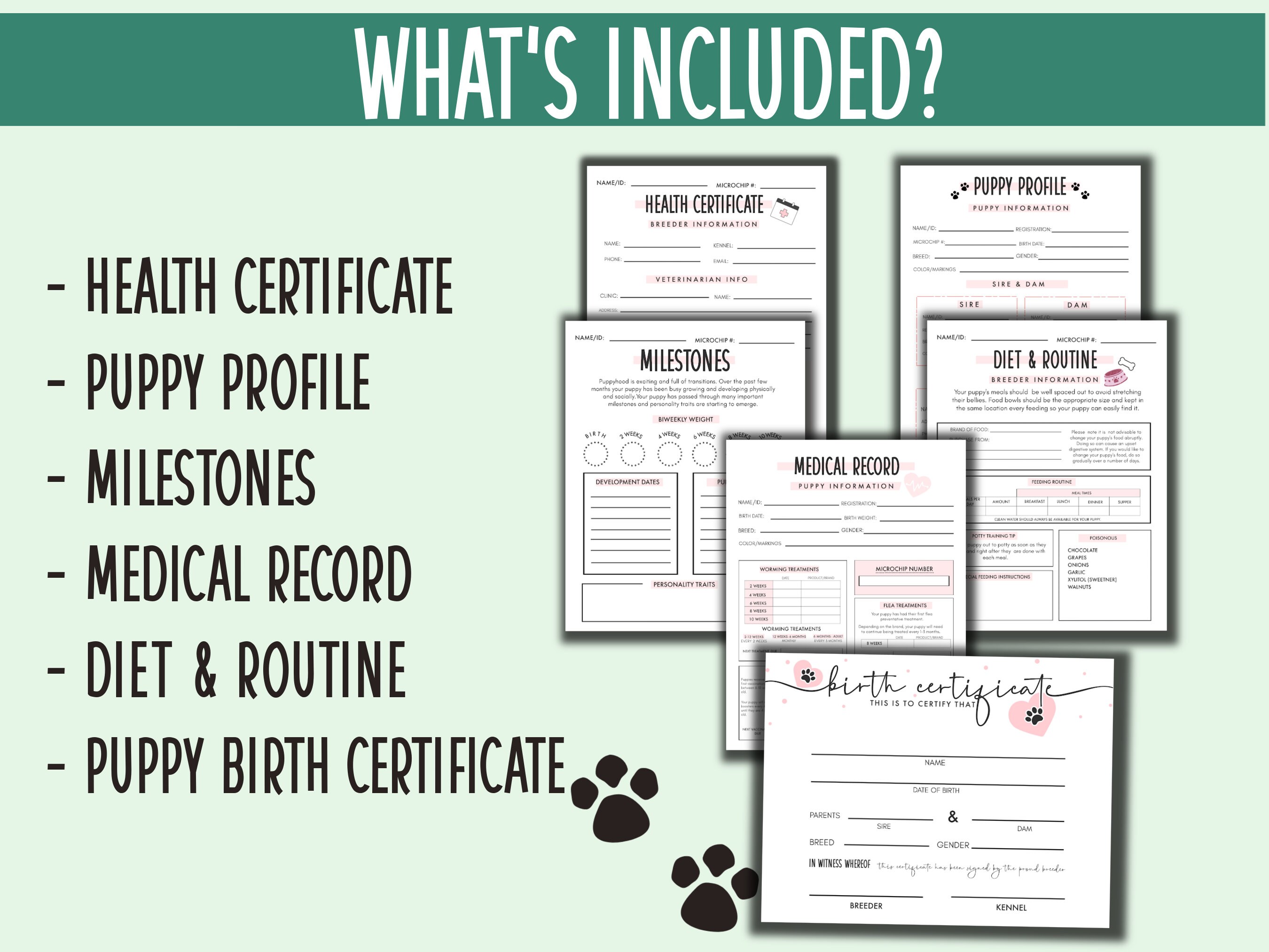 Breeder Puppy Pack Fillable Forms | Dog Breeder Bundle | Breeder Forms ...
