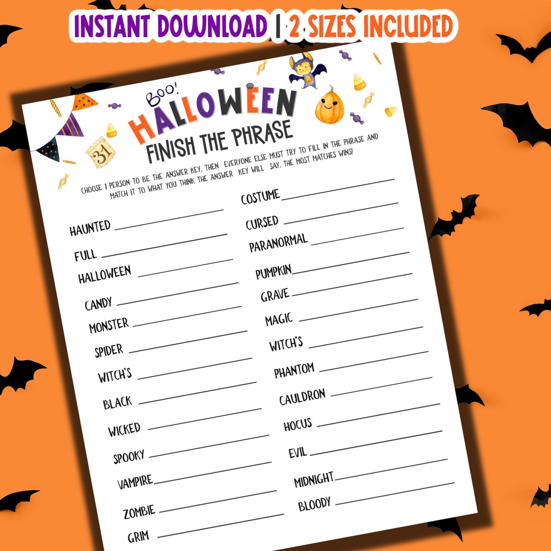 Halloween Finish the Phrase Game | Finish That Phrase Halloween Party ...
