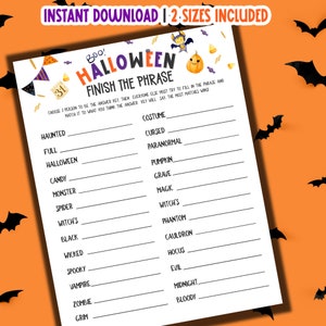 Halloween Finish the Phrase Game | Finish That Phrase Halloween Party ...