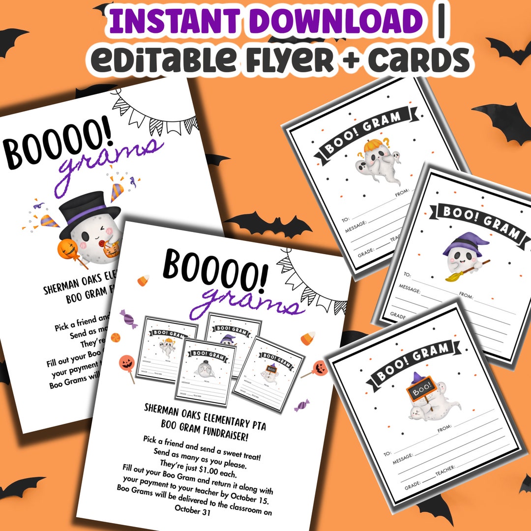 EDITABLE Boo Gram Fundraiser Flyer Template | Halloween Candy Gram PTO ...