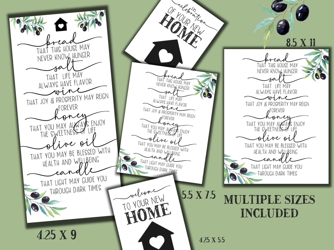 Housewarming Printable Home Blessing Bread Salt Wine New - Etsy