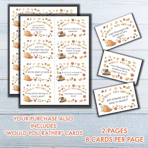 Thanksgiving Would You Rather Game | Thanksgiving Party Games Printable ...