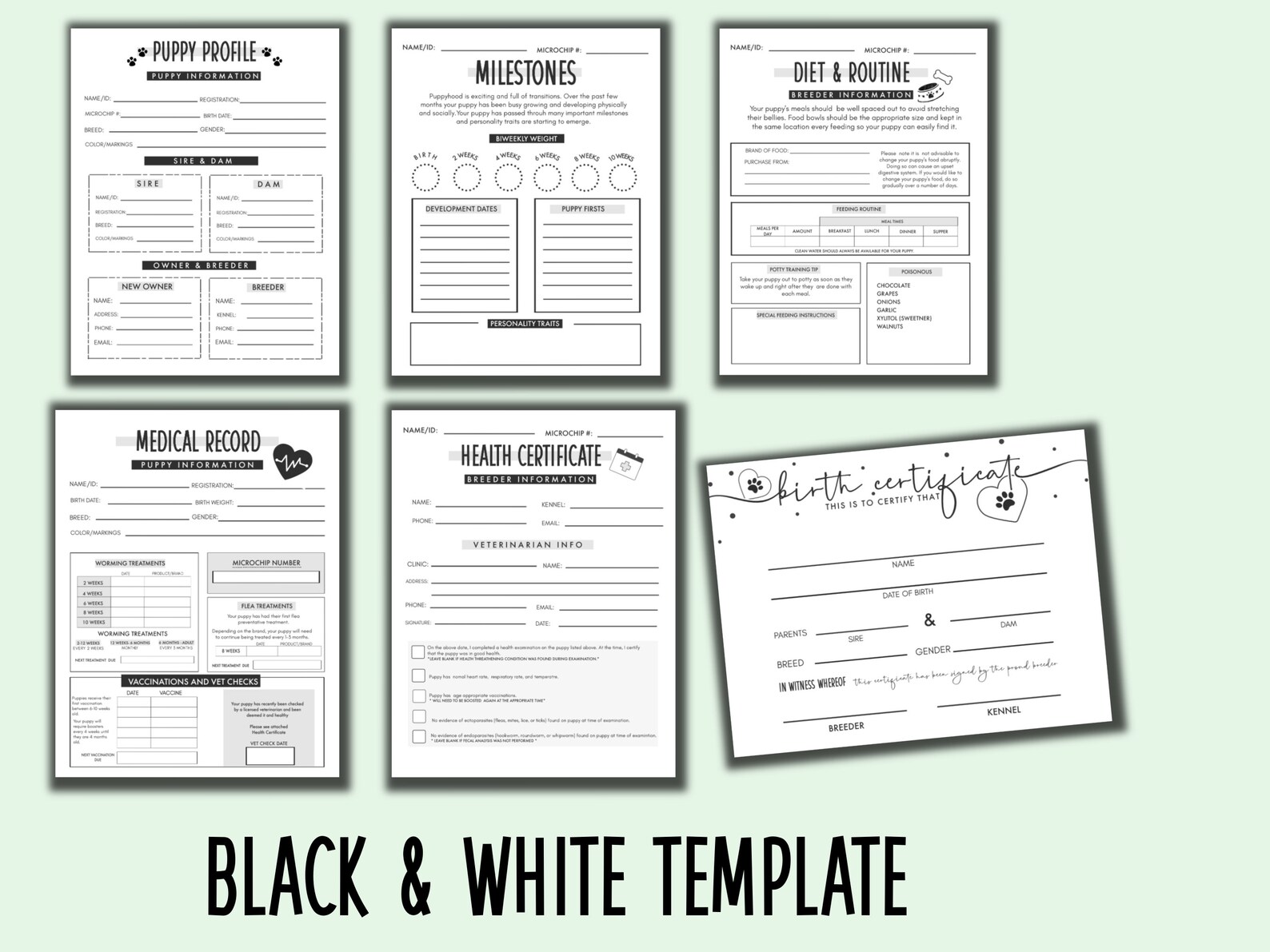 Breeder Puppy Pack Fillable Forms | Dog Breeder Bundle | Breeder Forms ...