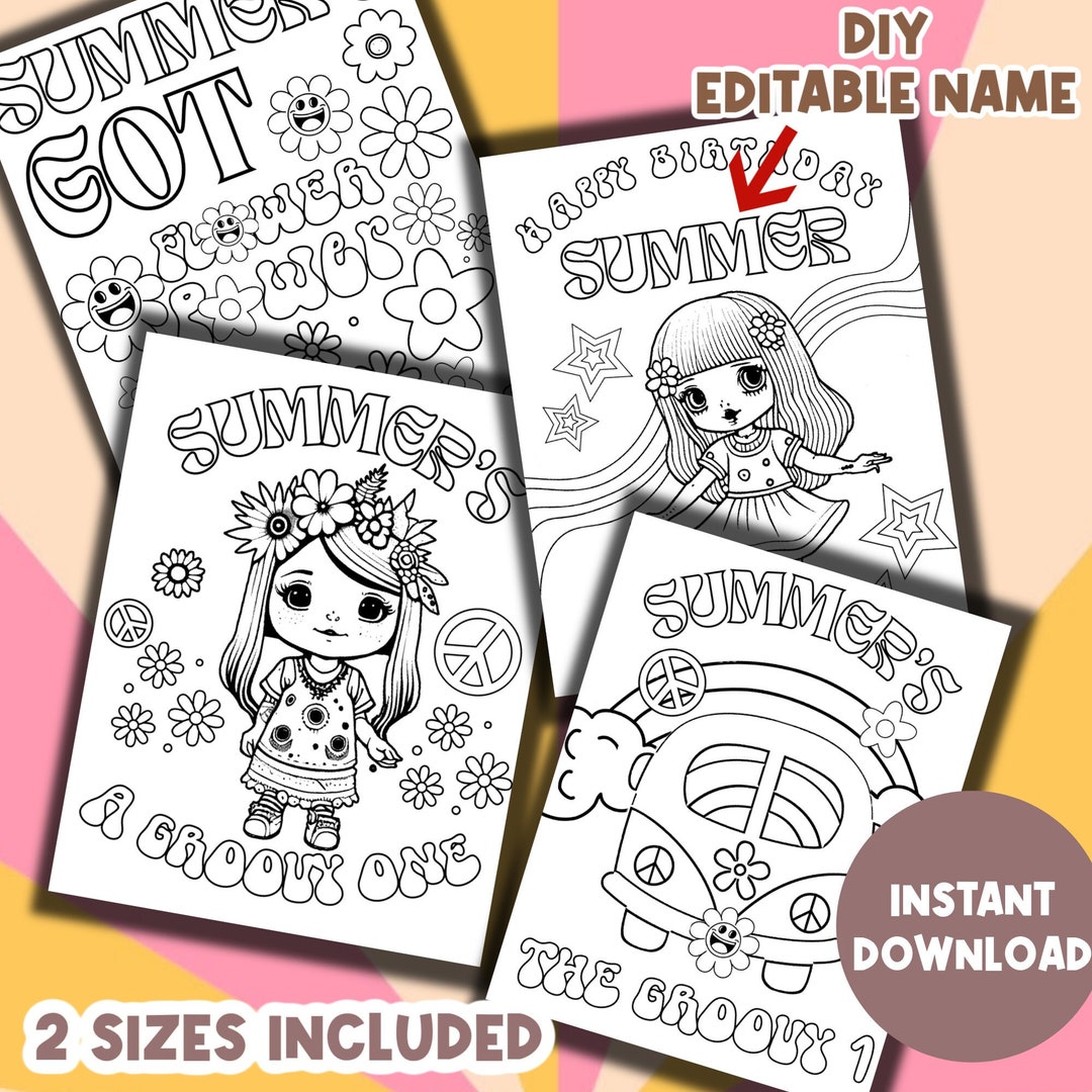Groovy One Coloring Page First Birthday Personalized | Retro 1st ...