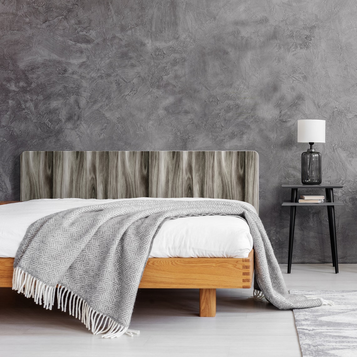 PVC Bed Headboard. Design Wood Effect With Modern Greyish | Etsy