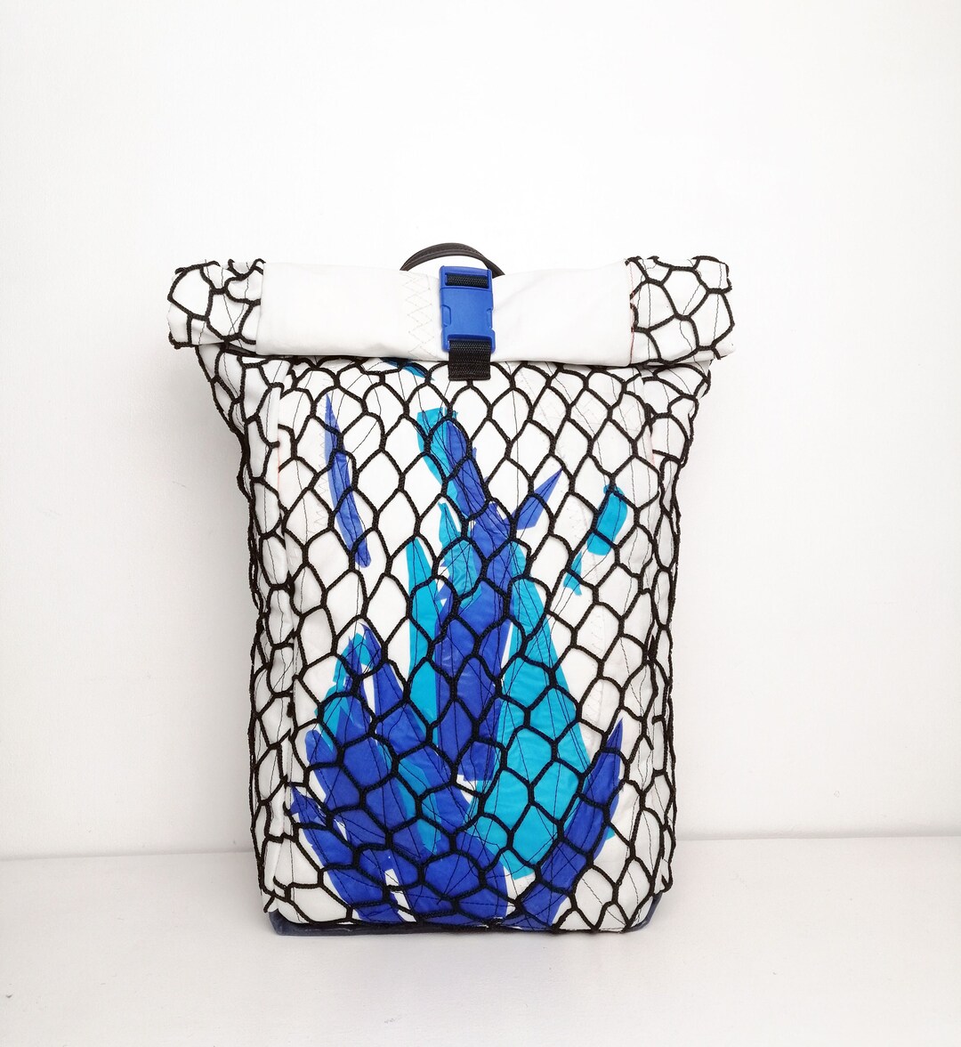 Water Dragon Upcycled Boat Sail Backpack Rolled Top Hot Airballoons ...