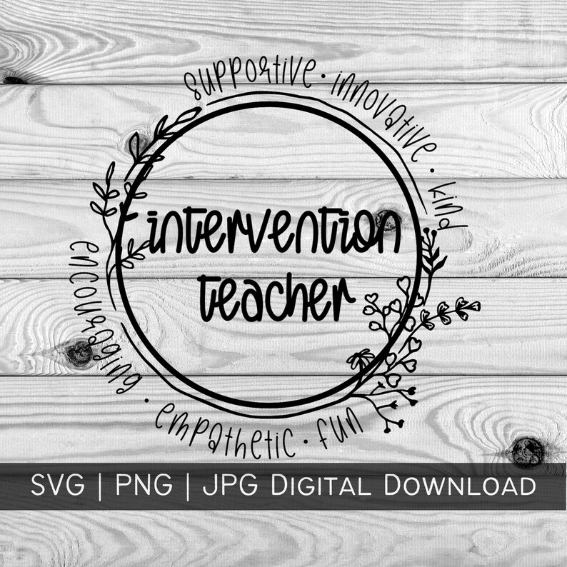 Intervention Teacher Design SVG, PNG, JPG Digital Download - Etsy