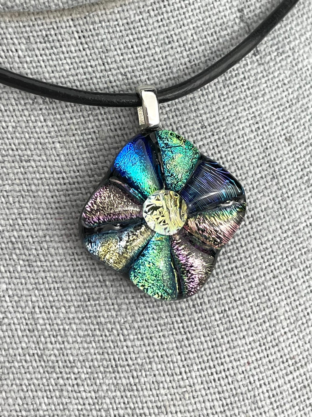 Dichroic Glass Pendant Fused Glass Dichroic Jewelry Fused - Etsy